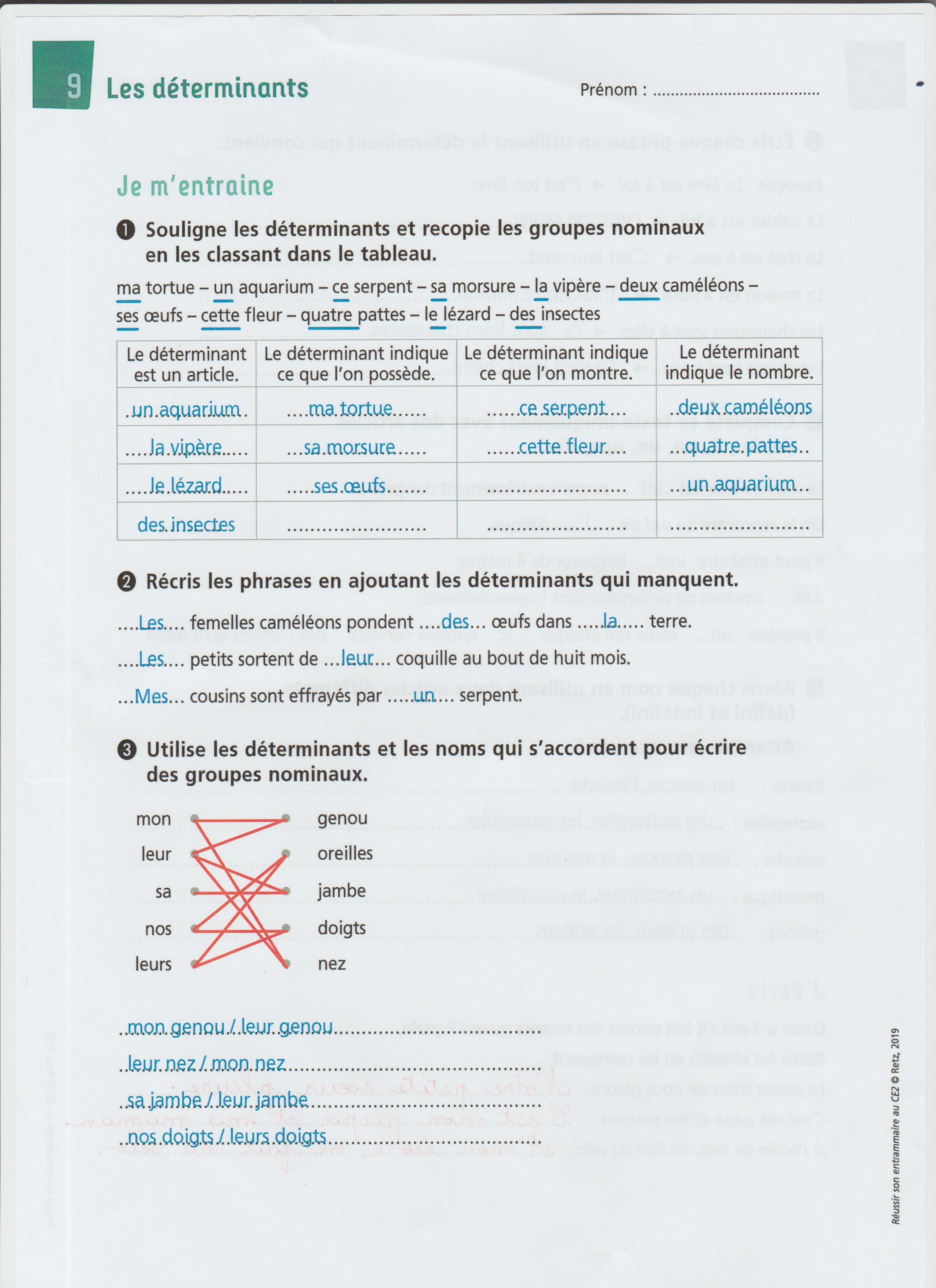 corrections des exercices de français Mme Landry - École Paul Herpin